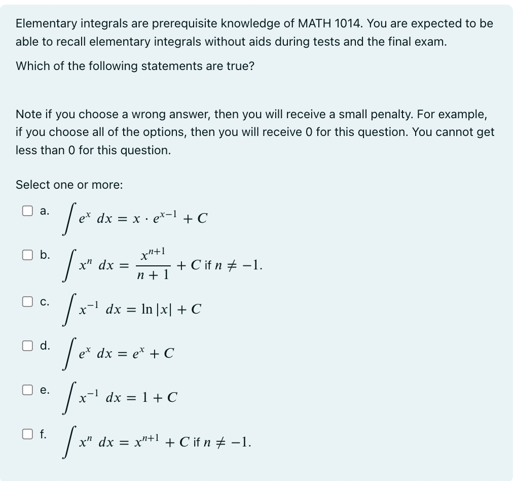 Solved Elementary integrals are prerequisite knowledge of | Chegg.com