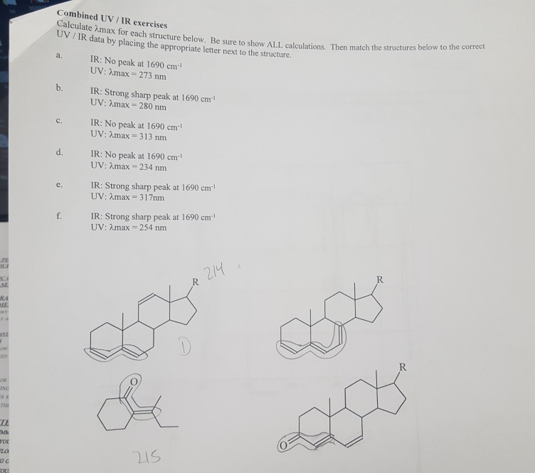 Solved Combined UV /IR exercises Calculate Amax f Then match | Chegg.com