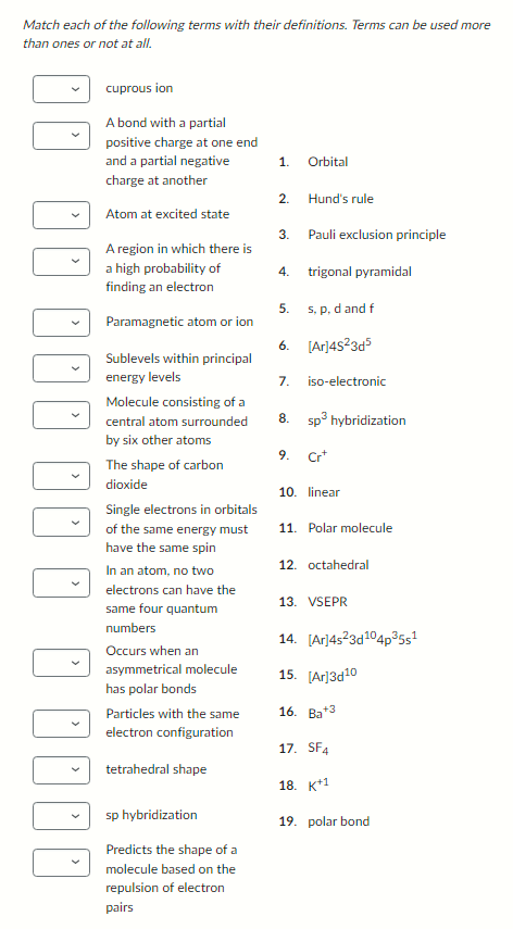 Solved Match each of the following terms with their | Chegg.com Solved Match each of the following terms with their | Chegg.com