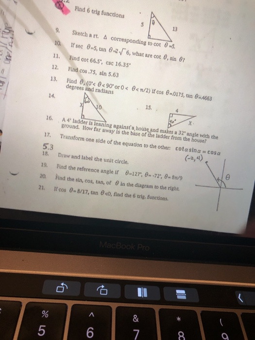 Solved Find 6 trig functions 13 Sketch art. Δ corresponding | Chegg.com