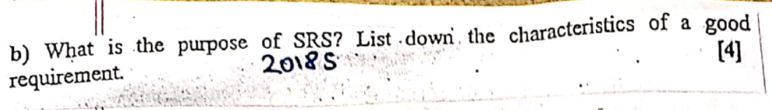 Solved b) ﻿What is the purpose of SRS? ﻿List down the | Chegg.com