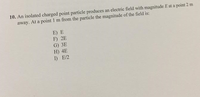 Solved: 10. An Isolated Charged Point Particle Produces An... | Chegg.com