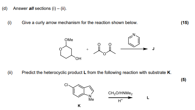 Solved (i) Give a curly arrow mechanism for the reaction | Chegg.com