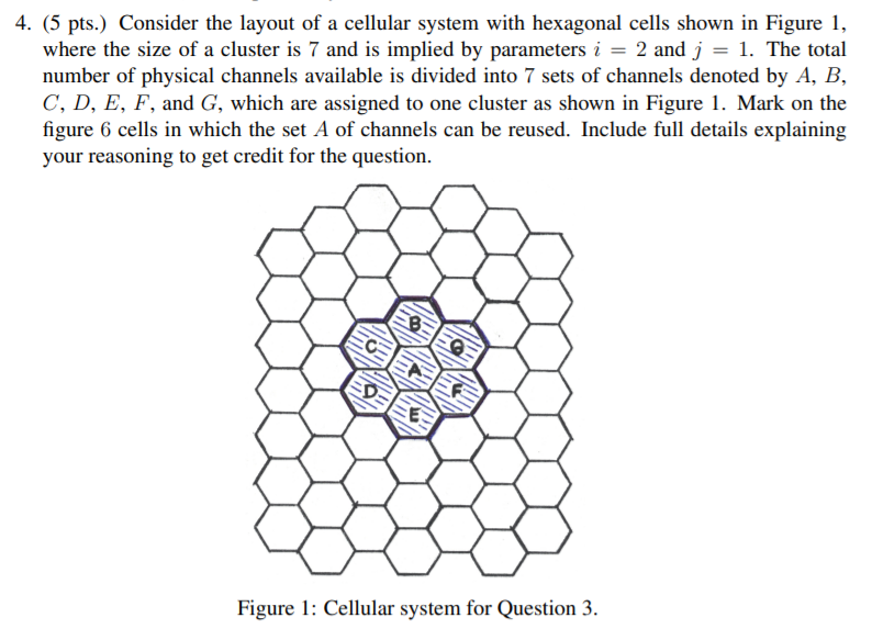 Solved 4. (5 pts.) Consider the layout of a cellular system | Chegg.com