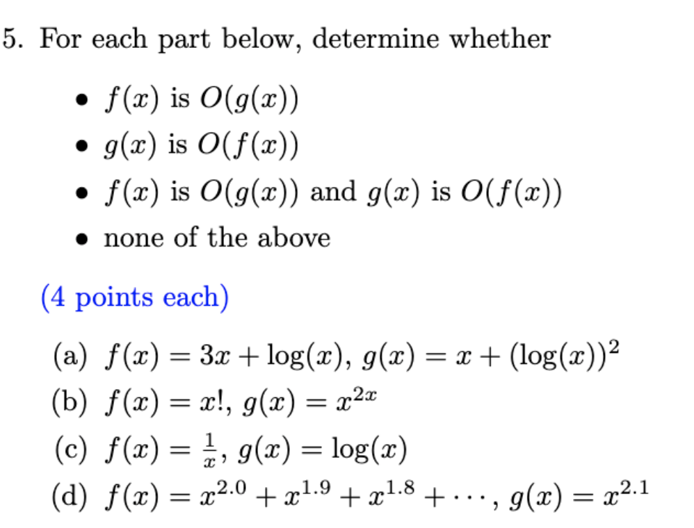 Solved For each part below, determine whether - f(x) is | Chegg.com