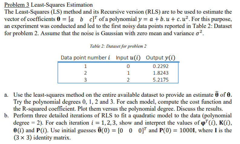 Problem 3 Least-Squares Estimation The Least-Squares | Chegg.com