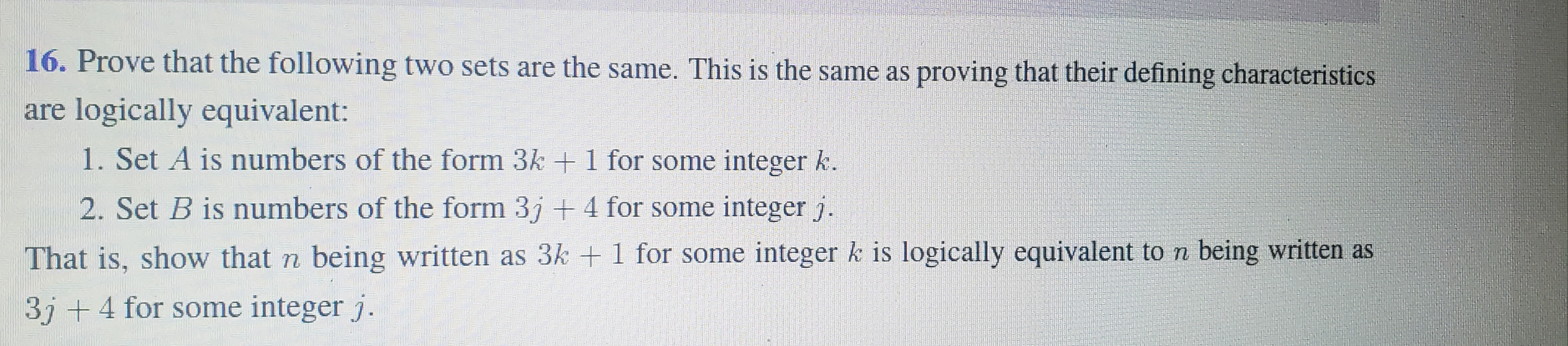 Solved 16. Prove that the following two sets are the same. | Chegg.com