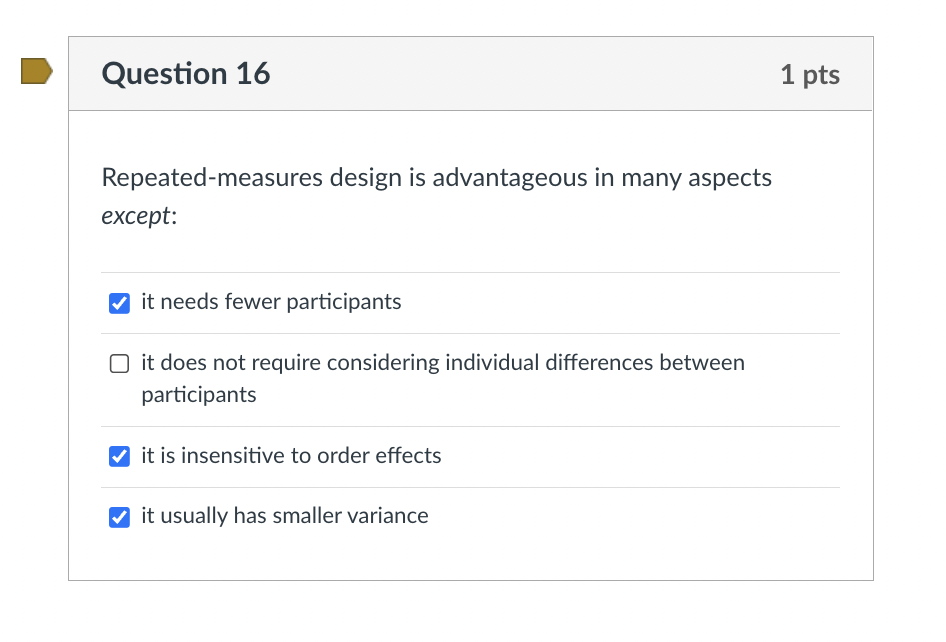 Solved Repeated-measures design is advantageous in many | Chegg.com