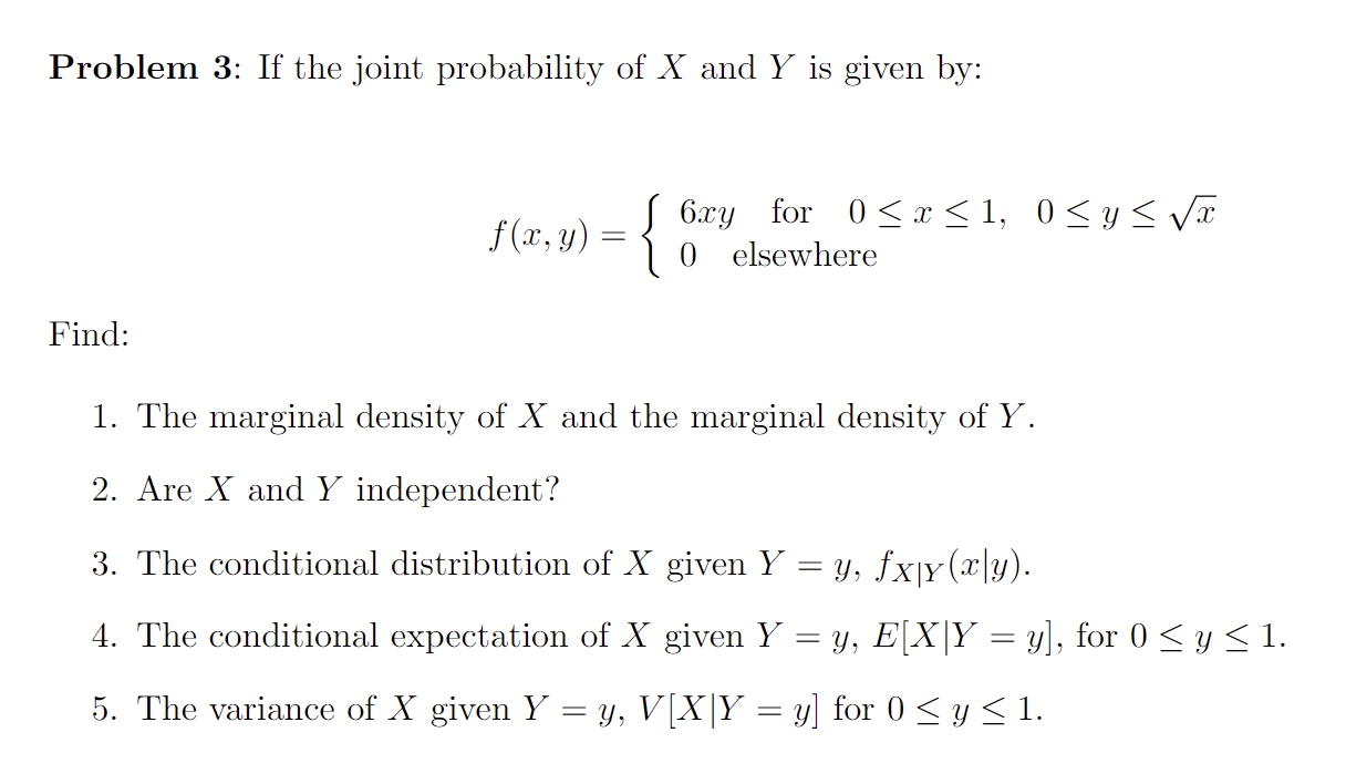 Solved Problem 3: If the joint probability of X and Y is | Chegg.com