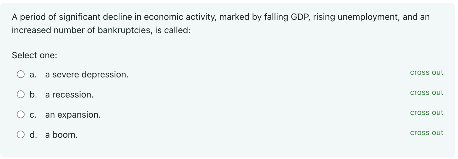 Solved A period of significant decline in economic activity, | Chegg.com