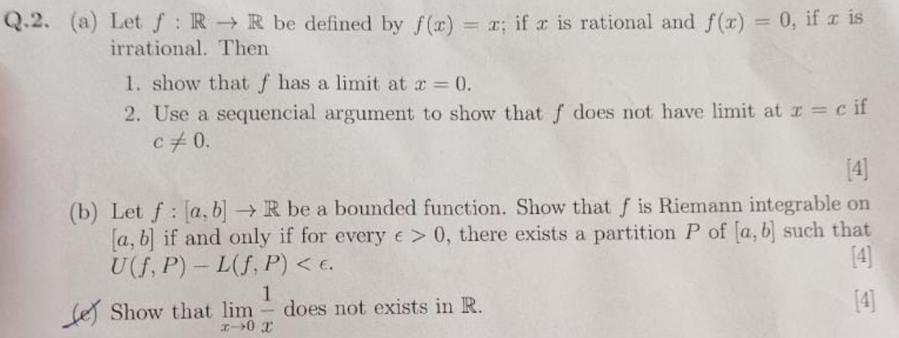 Solved Q 2 A Let F R→r Be Defined By F X X If X Is