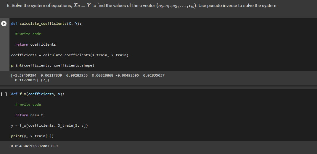 Solved 6. Solve the system of equations, Xc=Y to find the | Chegg.com