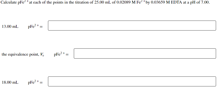 Solved Calculate pFe2+ at each of the points in the | Chegg.com