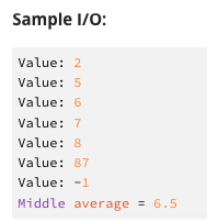 Solved Middle Average - Python Specification: Read in | Chegg.com