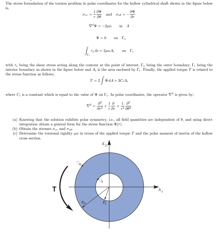 The stress formulation of the torsion problem in | Chegg.com