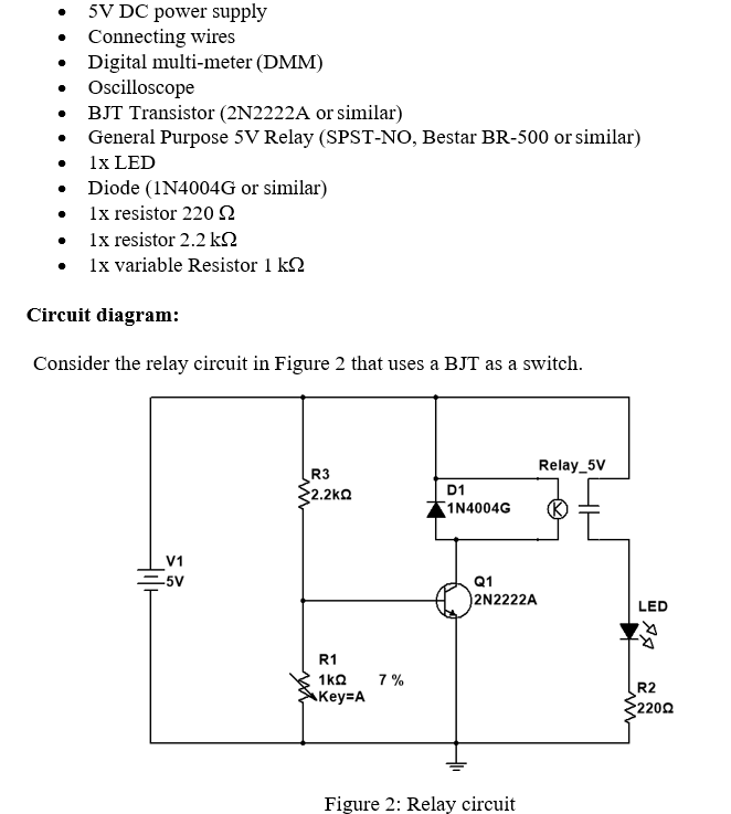 Solved For the relay circuit shown in Figure 2, find the | Chegg.com