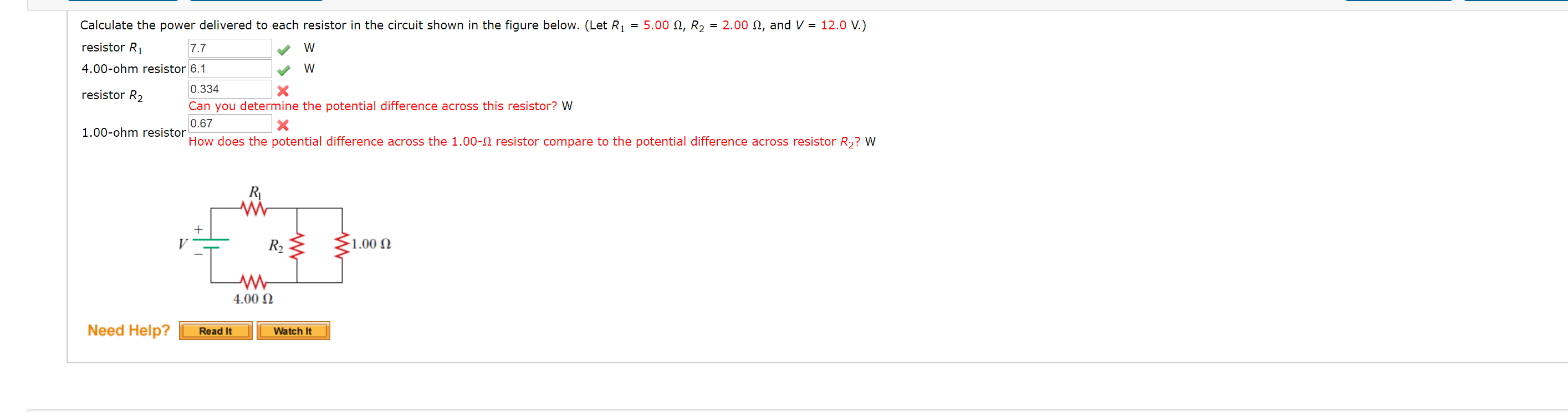 Solved W Calculate the power delivered to each resistor in | Chegg.com