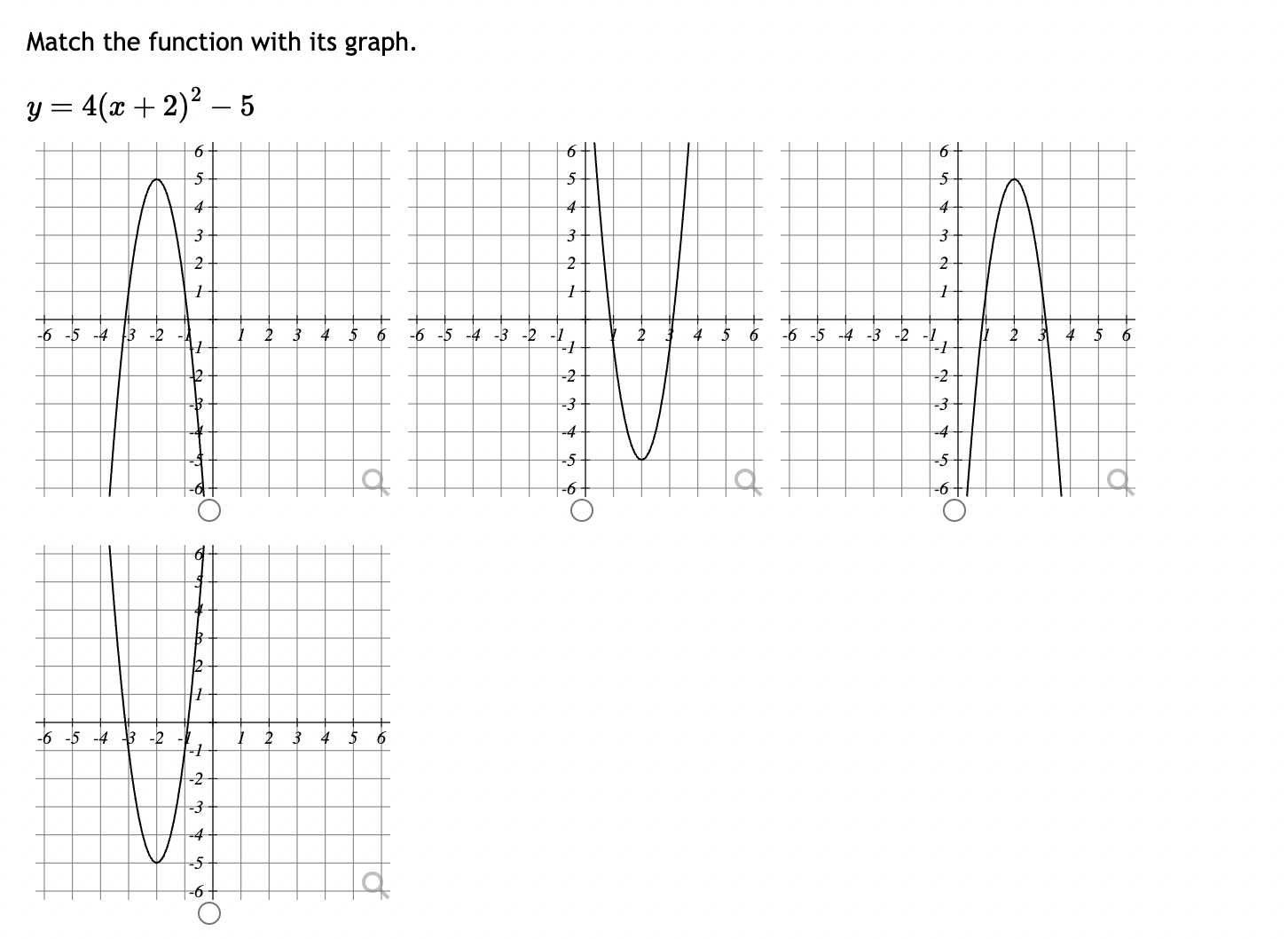 Solved Match The Function With Its Graph Y 4 x 2 2 5 Chegg