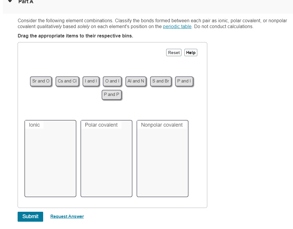 Solved Consider the following element combinations. Classify | Chegg.com