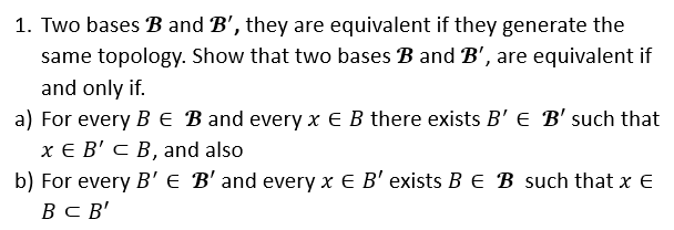 Solved 1. Two bases B and B′, they are equivalent if they | Chegg.com