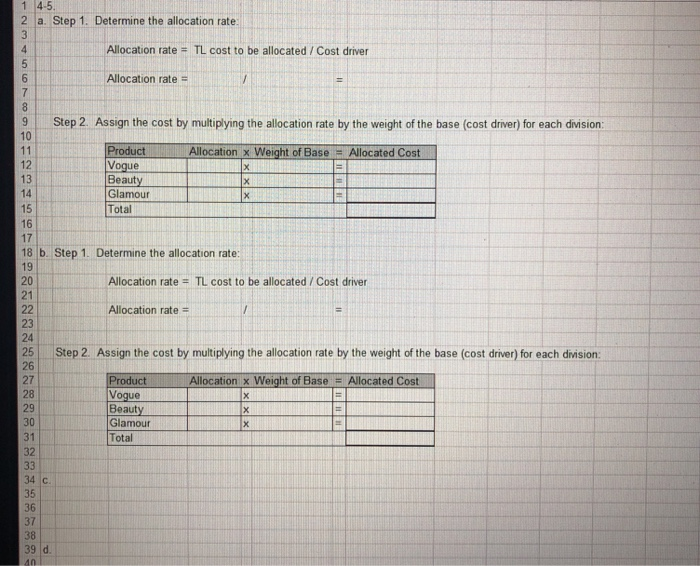 Solved Exercise 4-5A Allocating overhead cost among products | Chegg.com