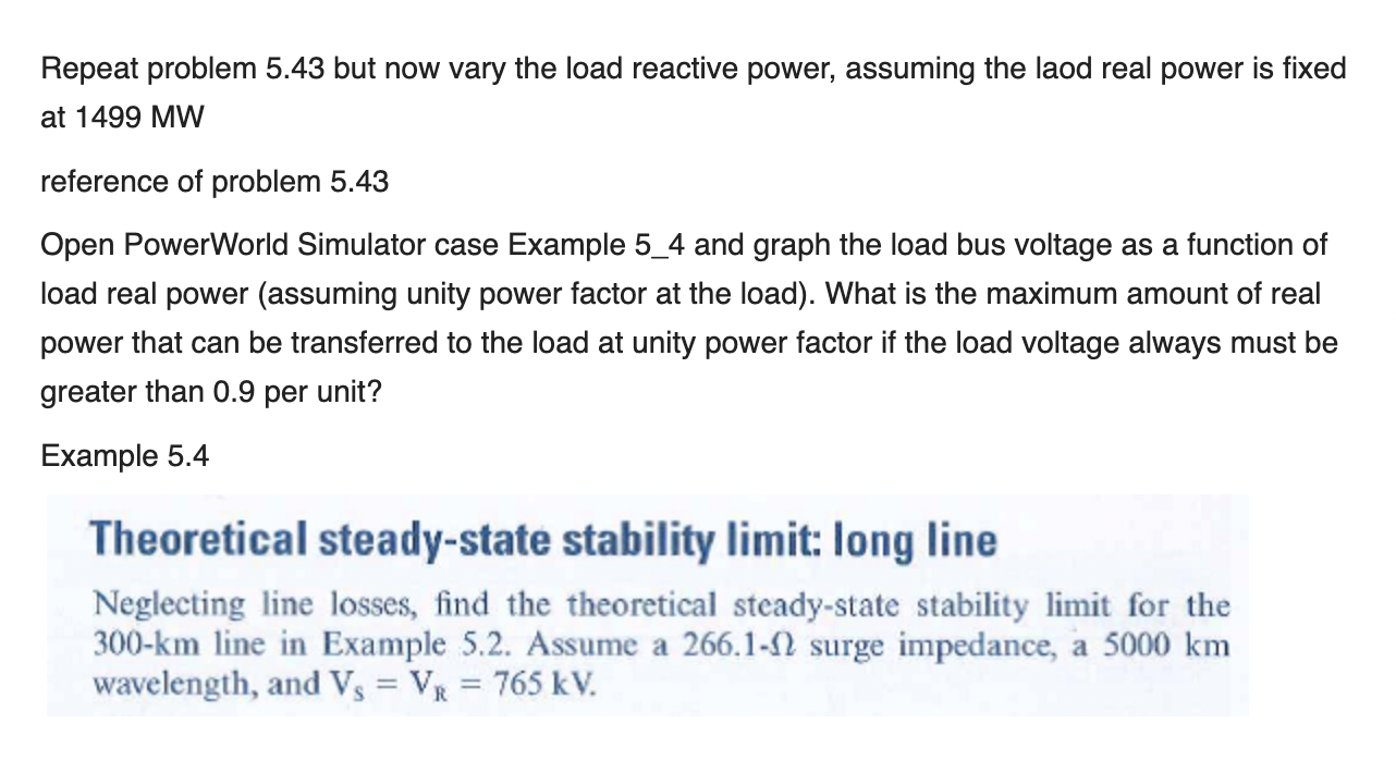 Solved EXAMPLE 5.4 Theoretical steady-state stability limit: | Chegg.com