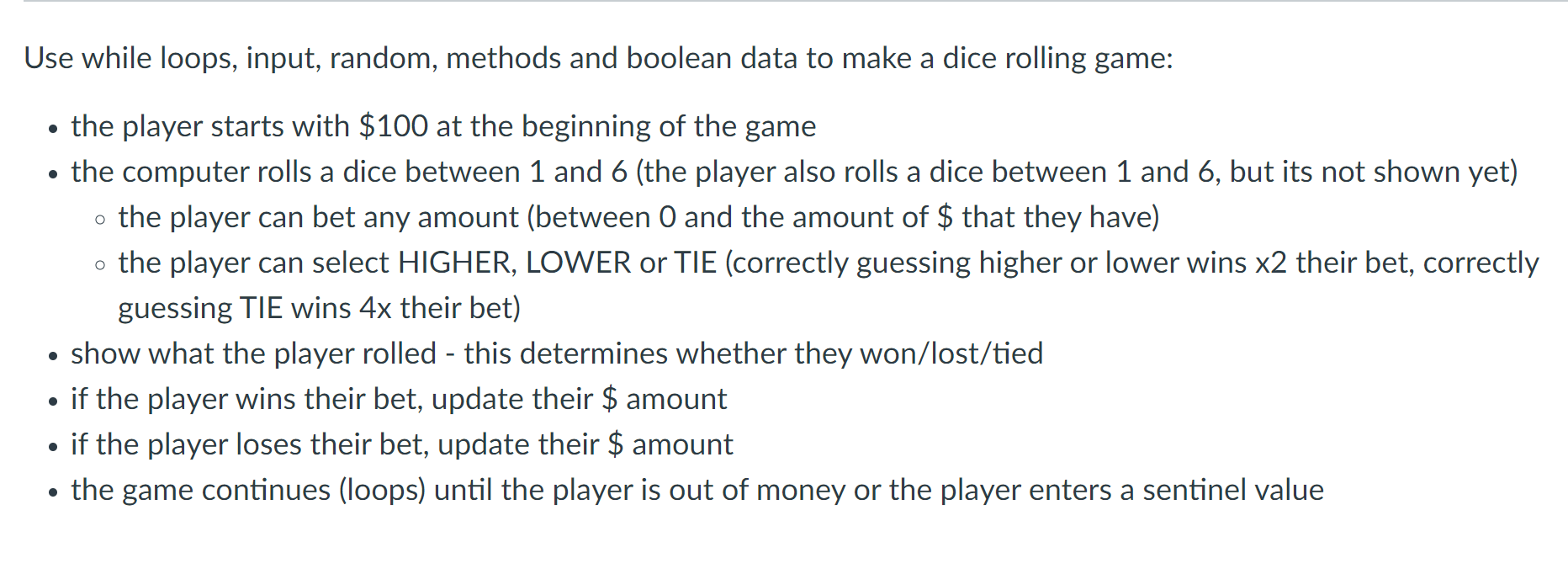 Solved Use while loops, input, random, methods and boolean | Chegg.com