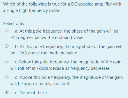 Solved Which of the following is true for a DC coupled | Chegg.com