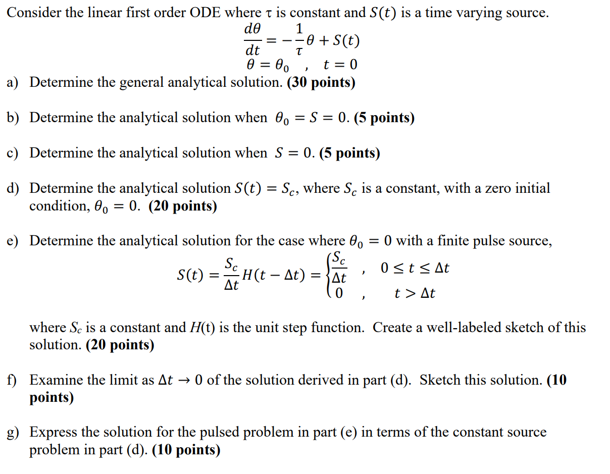Solved Consider the linear first order ODE where t is | Chegg.com