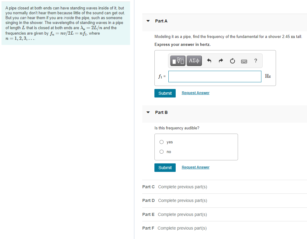 Solved Part A A pipe closed at both ends can have standing | Chegg.com