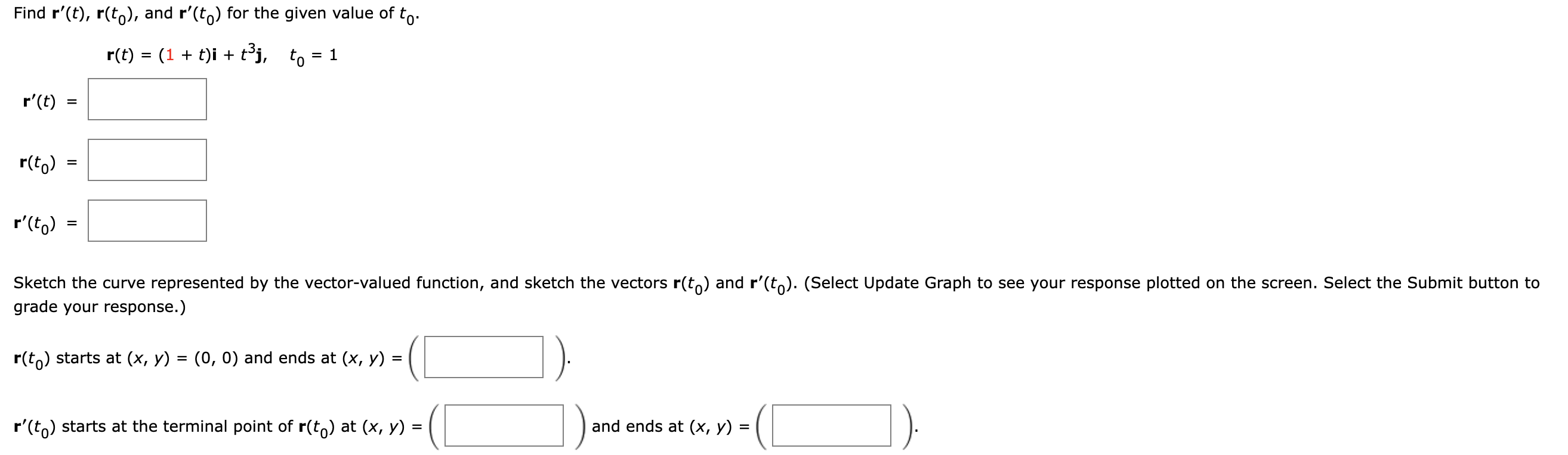 Find r′(t),r(t0), and r′(t0) for the given value of | Chegg.com