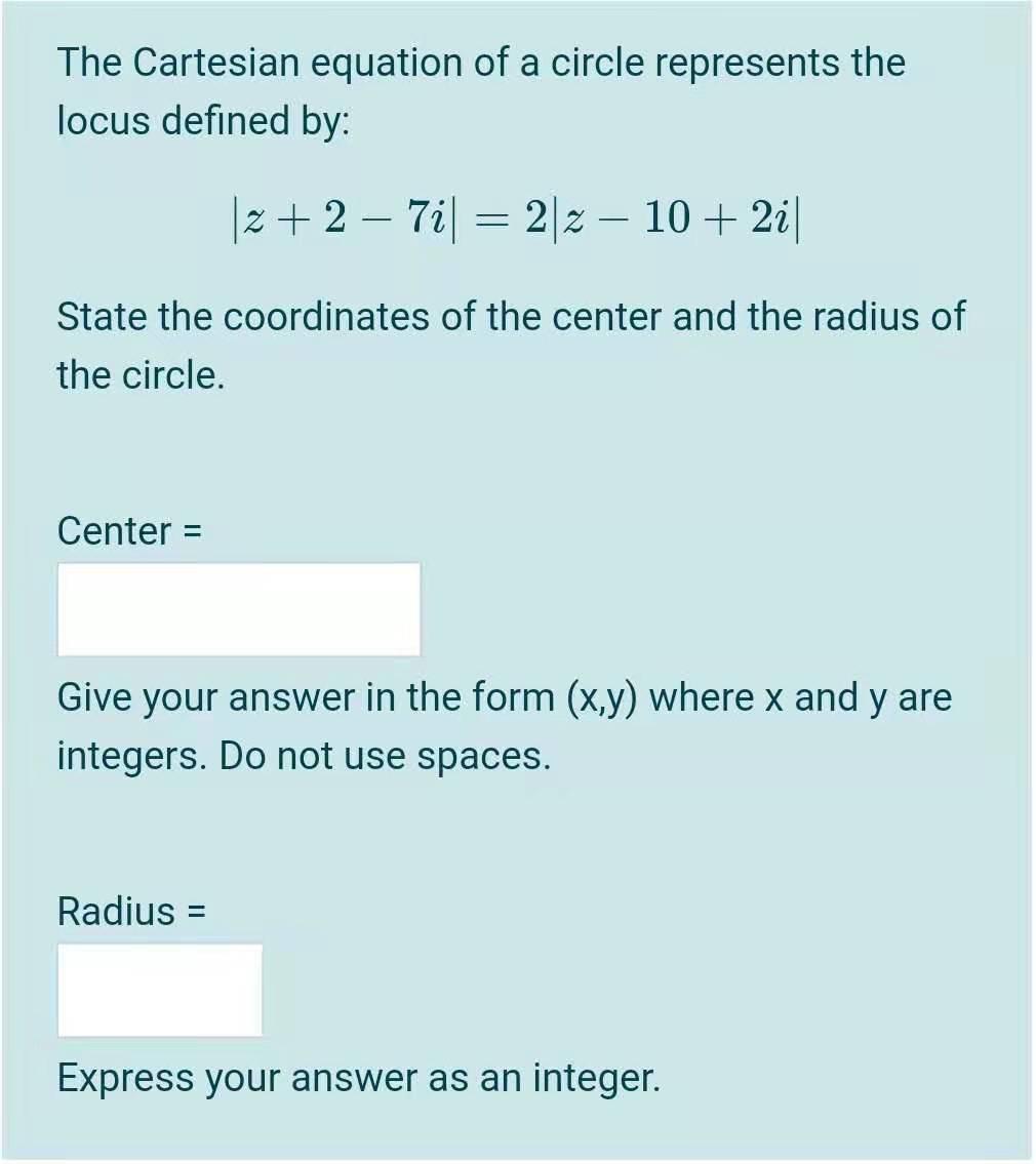 Solved The Cartesian equation of a circle represents the | Chegg.com