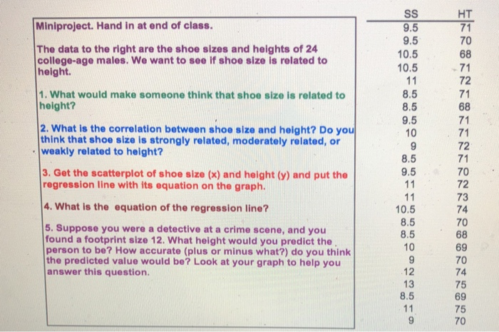 Solved HT 71 70 68 Miniproject. Hand in at end of class The | Chegg.com