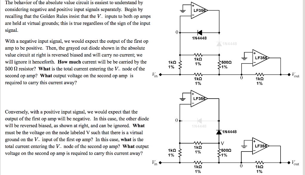 Solved The behavior of the absolute value circuit is easiest | Chegg.com