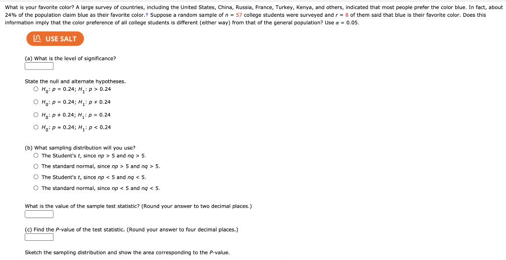 Solved What is your favorite color? A large survey of | Chegg.com