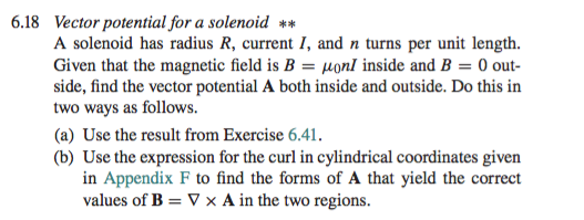 6.18 Vector potential for a solenoid ** A solenoid | Chegg.com