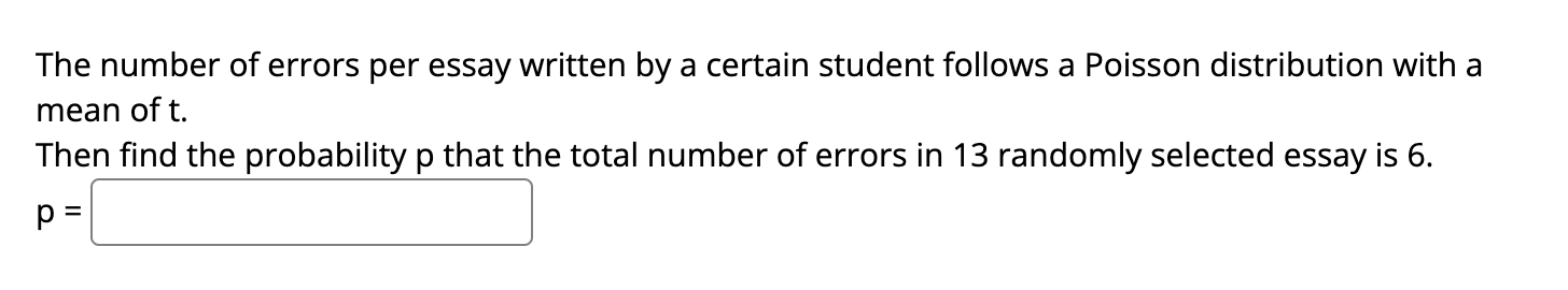 Solved The number of errors per essay written by a certain | Chegg.com