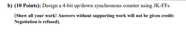 Solved b) (10 Points): Design a 4-bit up/down synchronous | Chegg.com
