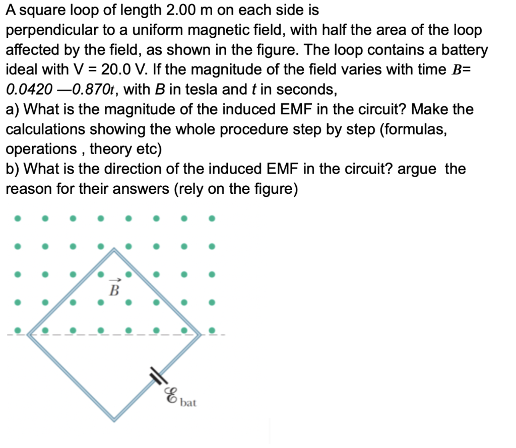 Solved A square loop of length 2.00 m on each side is | Chegg.com