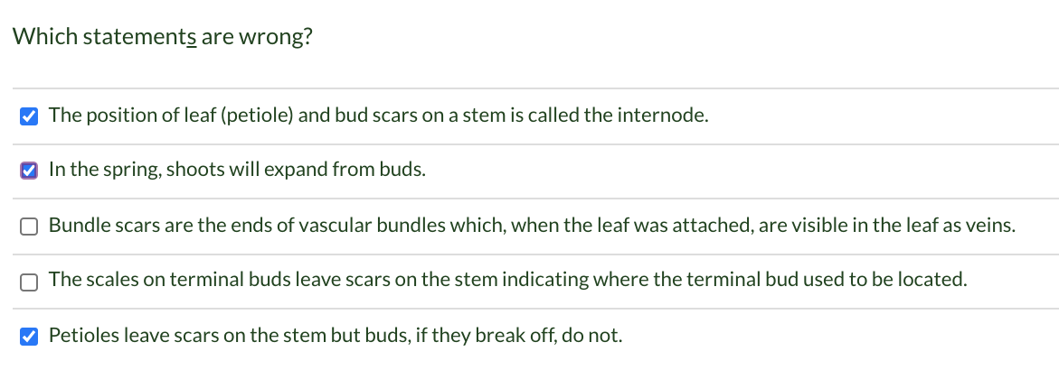 Solved Which statements are wrong? The position of leaf | Chegg.com