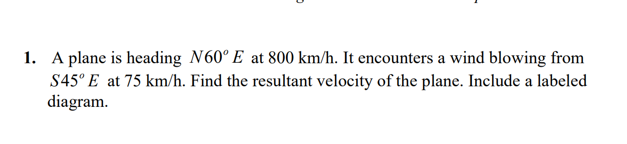 Solved A plane is heading N60∘E at 800 km/h. It encounters a | Chegg.com