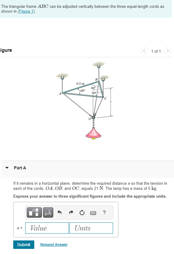 Solved The triangular frame ABC can be adjusted vertically | Chegg.com