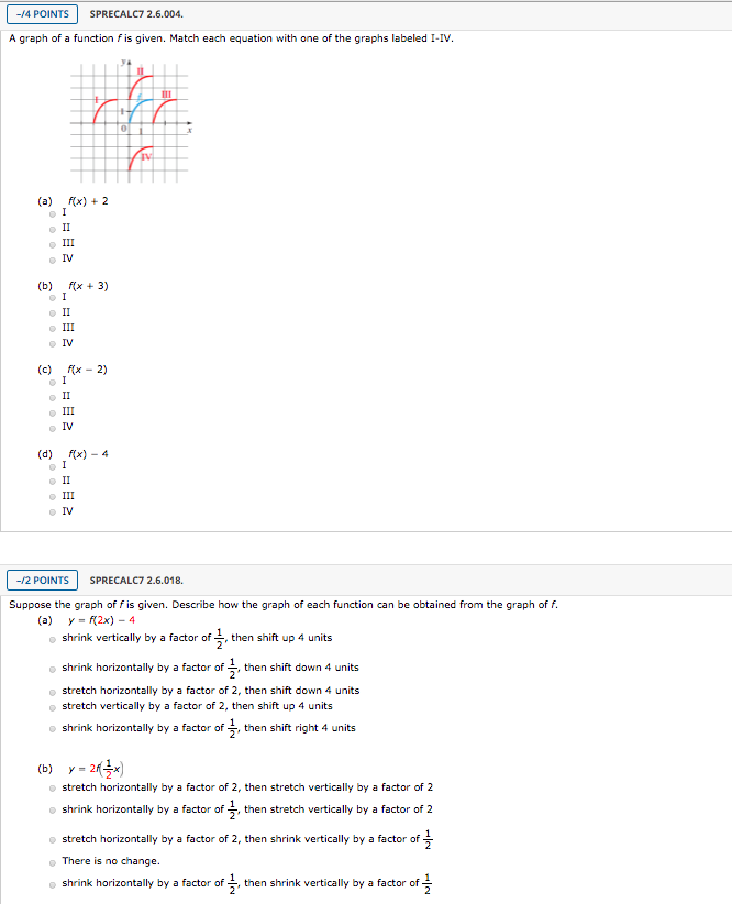Solved | -/4 POINTS SPRECALC7 2.6.004. A graph of a function | Chegg.com