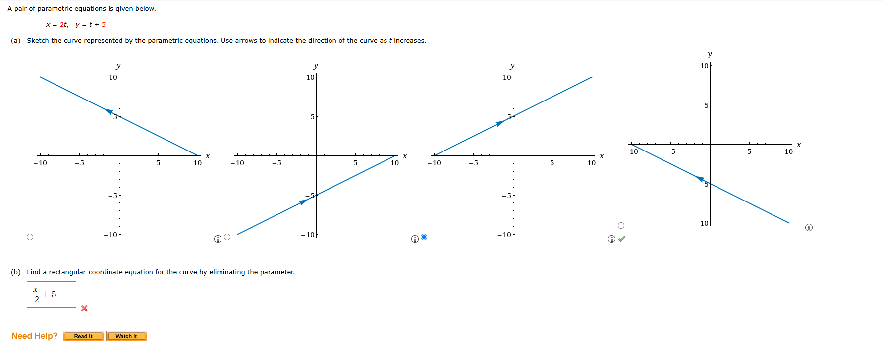 Solved A pair of ﻿parametric equations is ﻿given | Chegg.com