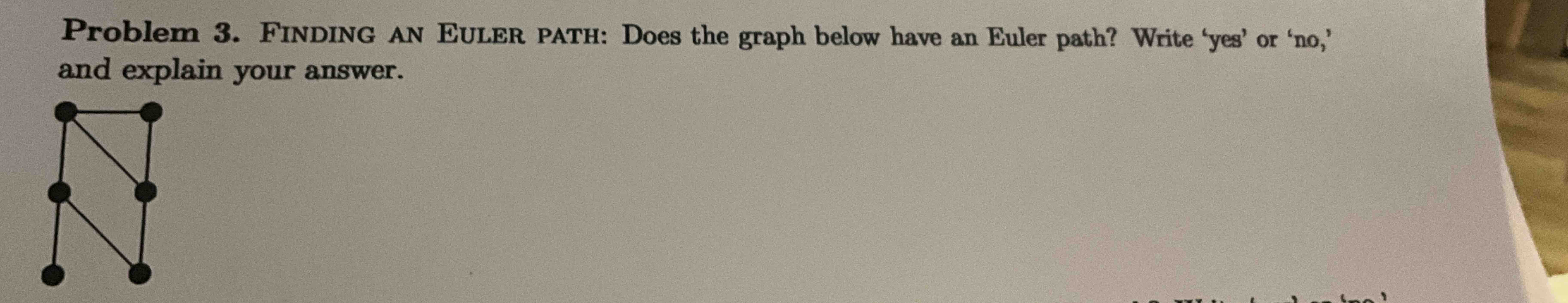 Solved Problem 3. ﻿Finding an Euler Path: Does the graph | Chegg.com