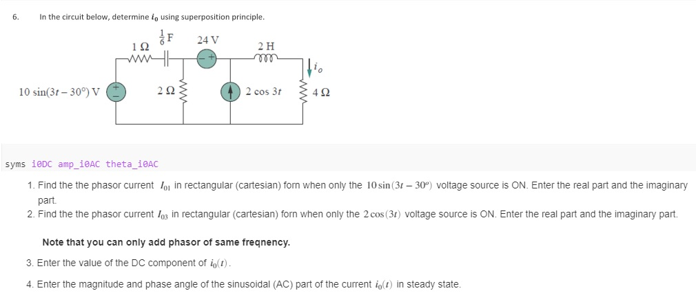Solved 6. In the circuit below, determine lo using | Chegg.com