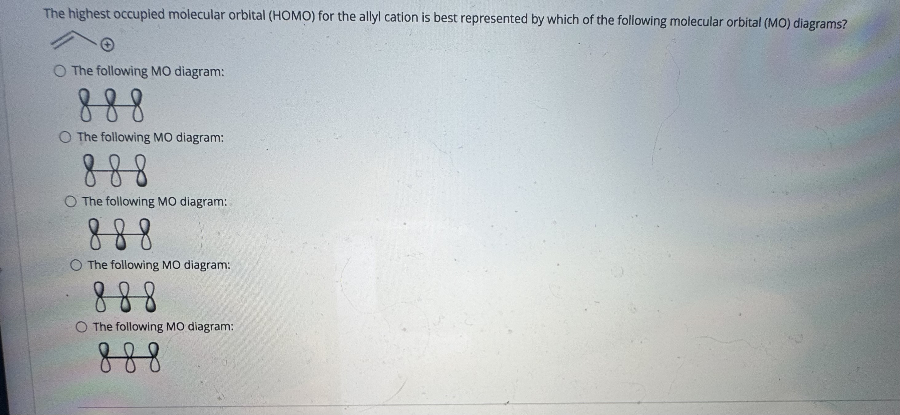 Solved The highest occupied molecular orbital (HOMO) ﻿for | Chegg.com