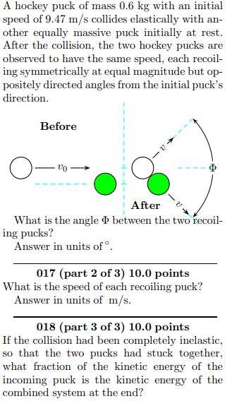 Solved 016 (part 1 of 3) 10.0 pointsA hockey puck of mass | Chegg.com