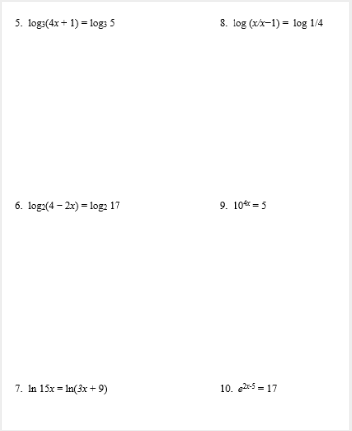Solved Exercise 10 Solve for x. Give your solutions accurate | Chegg.com