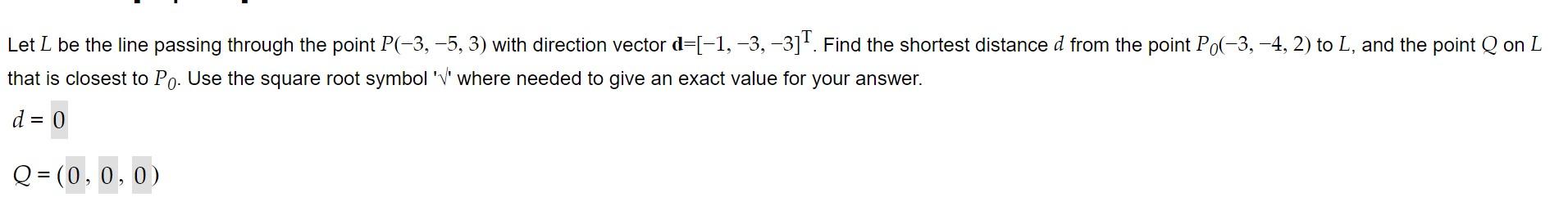 Solved Let L be the line passing through the point | Chegg.com